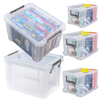 2 x 24 Litre Storage Box For Home Or Office With Strong Snap Closure ...