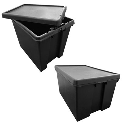 2 x 24L Extra Large Super Strong Black Impact Resistant Heavy Duty ...