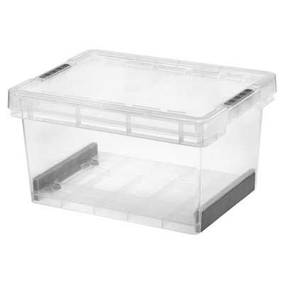 2 x 25 Litre Clear Plastic Stackable Ultra Resistant Modular Plastic ...