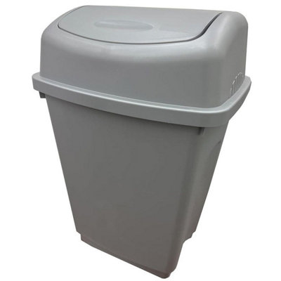 2 x 25 Litre Silver Plastic Waste Recycling Swing Bin With Lid For ...