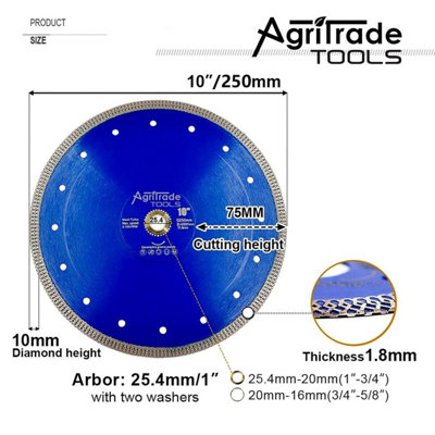 2 x 250mm Super thin X Mesh Turbo Segment Diamond Cutting Disc Hot ...