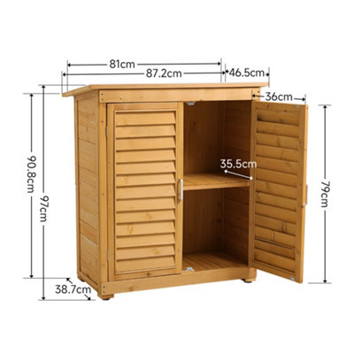 2 x 3 ft Wooden Garden Storage Cabinet Shed Box Organizer Pent Roof ...