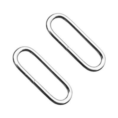 2 x 30 mm Oval Loops Buckles for Webbing Strap, Metal, Silver