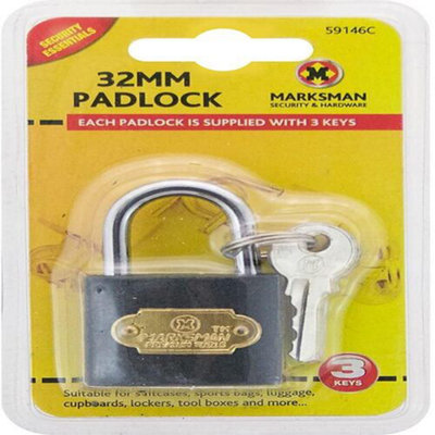 2 X 32MM Heavy Duty Iron Padlock With 3 Keys Security Pad Lock Luggage ...
