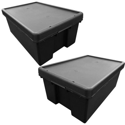 2 x 36 Litre Extra Large Super Strong Stackable & Nestable Black Impact ...