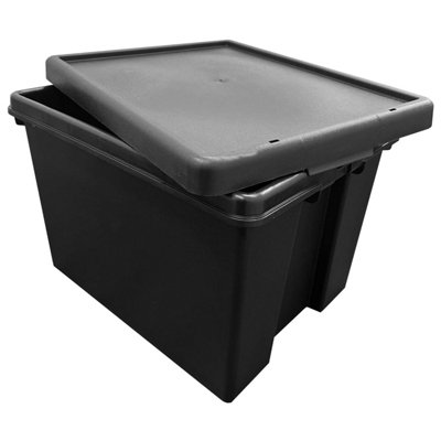 2 x 36L Extra Large Super Strong Black Impact Resistant Heavy Duty ...