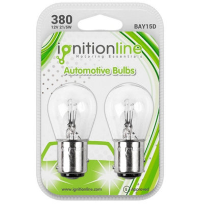 2 x 380 12V P21/5W Car Stop Brake Tail Fog Reverse Light Bayonet Bulbs ...