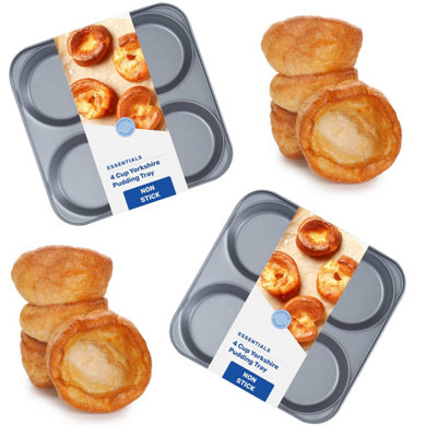 2 x 4 Cup Giant Non-Stick Yorkshire Pudding Baking Trays