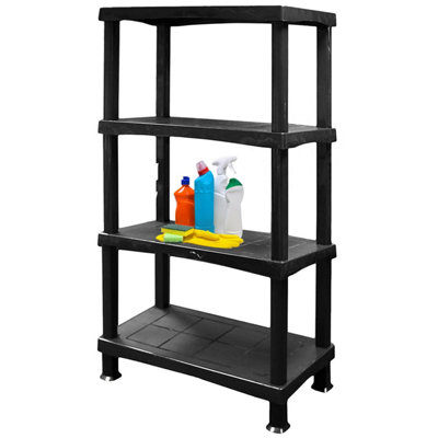 2 x 4 Tier Black Plastic Sturdy Durable Utility Shelving Units For ...