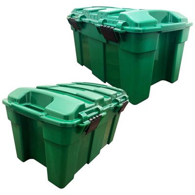 2 x 40 Litre Large Capacity Indoor Outdoor Green Garden Storage Boxes ...