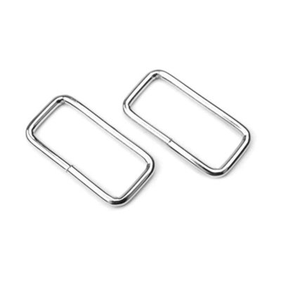 2 x 40 mm Rectangle Loops Buckles for Webbing Strap, Metal, Silver ...