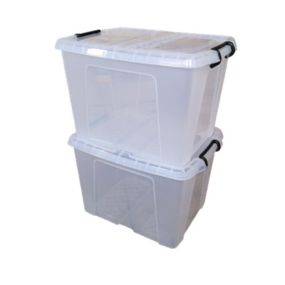 2 x 40L Smart Storage Box, Clear with Clear Extra Strong Lid, Stackable ...
