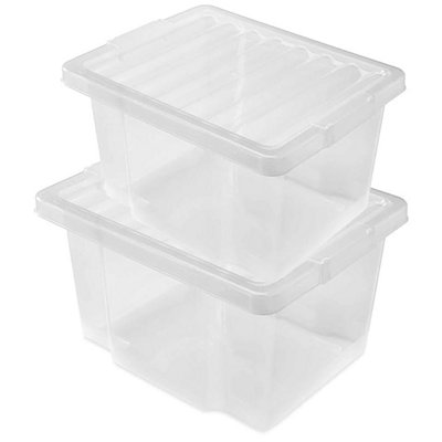 2 x 45 Litre Multipurpose Plastic Storage Containers Useful Boxes ...