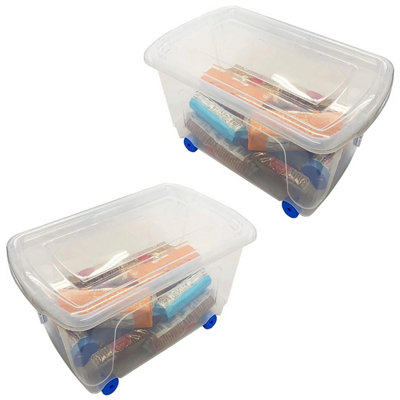 2 x 45 Litre Strong Plastic Storage Boxes For Home, Office & Schools ...
