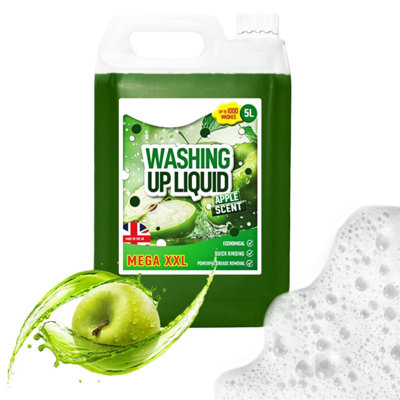 2 x 5 Litre Mega XXL Powerful Washing Up Liquid Apple Scented Dish ...