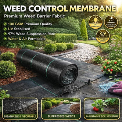 2 x 5 m / 6.5 x 16.4 ft Weed Control Membrane, Weed Control Woven ...