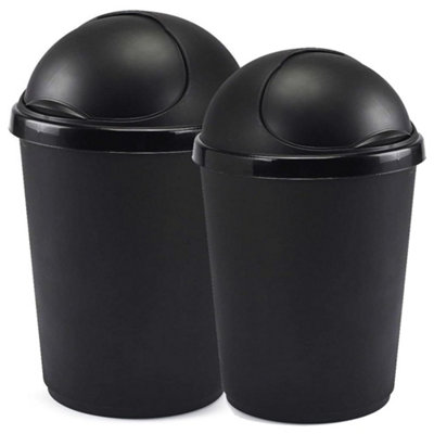 2 x 50L Black Kitchen Bullet Bin With Roll Open Lid For Home, Kitchen ...