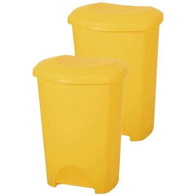 2 x 50L Commercial Medical Utility Yellow Coloured Recycling Waste Bins ...