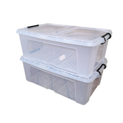 2 x 50L Smart Storage Boxes, Clear with Clear Extra Strong Lids ...