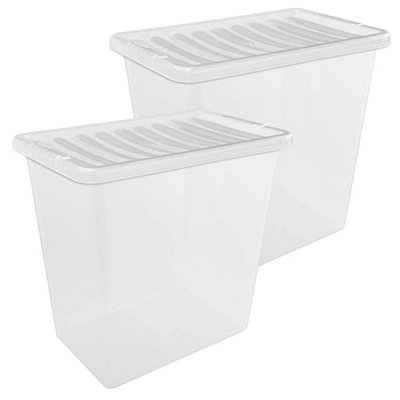 2 x 55 Litre Multipurpose Plastic Storage Containers Useful Boxes ...