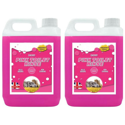 2 x 5L Pink Toilet Rinse Disinfectant Bottles For Caravans, Motorhome ...
