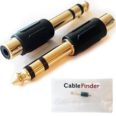 2 x 6.35mm 1/4" Stereo Male Plug to RCA PHONO Female Socket Adapter ...