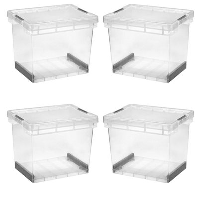 2 x 60 Litre Clear Plastic Stackable Ultra Resistant Modular Plastic ...