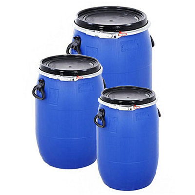 2 x 60L Blue Open Top UN Approved Blue Plastic Keg Barrel Drums With ...