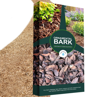 2 x 60L Ornamental Bark Decorative & Landscape Wood Chip Garden Bark ...