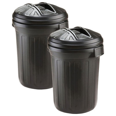 2 x 80 Litre Large Heavy Duty Shatterproof Outdoor Rubbish Waste ...