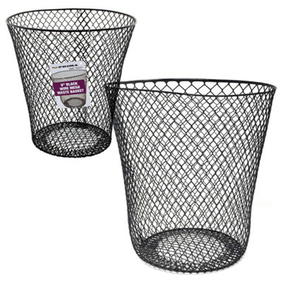 2 x 9" Wire Mesh Waste Basket Bin Paper Rubbish Home Office Kitchen ...