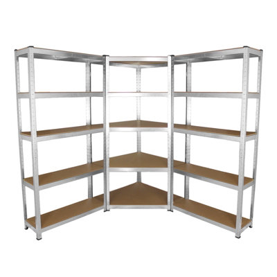 2 x 90cm Heavy Duty Racking & 1 x Corner Unit/Garage Galvanised Steel ...