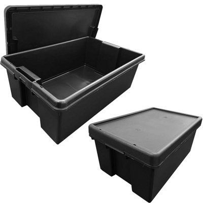 2 x 96 Litre Extra Large Super Strong Stackable & Nestable Black Impact ...