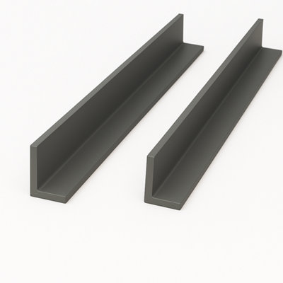 2 x Anthracite Grey 1 Metre UPVC Plastic Rigid Angle 50 x 25mm Corner ...