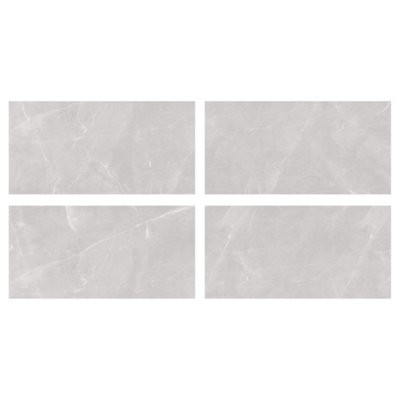 2 x Armo Silver Stone Effect Matt Porcelain Indoor Wall & Floor Tiles ...