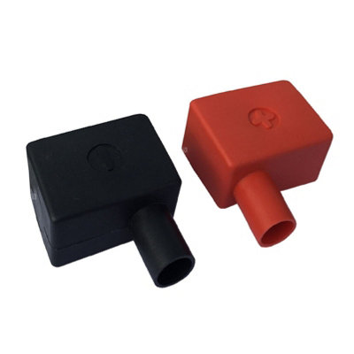 2 x Battery Terminal PVC Clamp Covers Negative Black (LH) & Positive ...