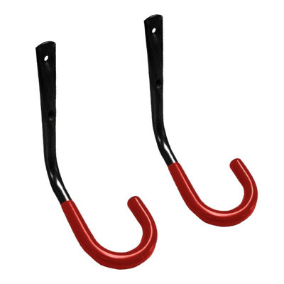2 x Bike Storage Curved Hooks 25kg Wall Mounted Wheel Bracket Bicycle ...