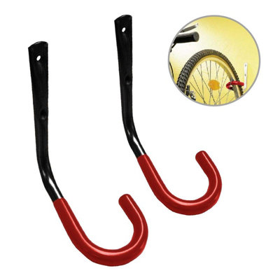 2 x Bike Storage Curved Hooks 25kg Wall Mounted Wheel Bracket Bicycle ...