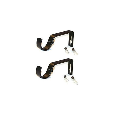 2 x Black Heavy Duty Metal Curtain Pole Bracket Holder Curtain Rod ...