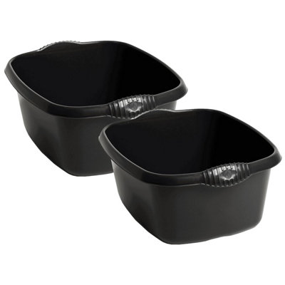 2 x Black Home Kitchen Essential Multipurpose Rectangular Washing Up Bowls