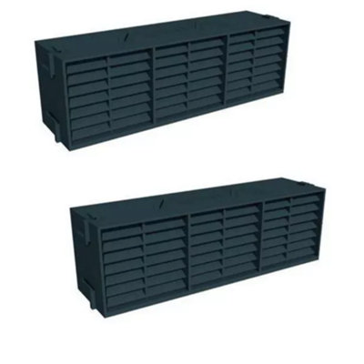2 x Black PVC Air Brick Vents For Ventilation 204x60mm
