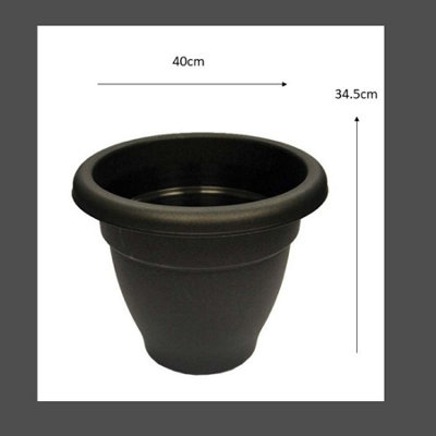2 x Black Round Plant Pot Plastic Winchester Bell Garden Flower Patio ...