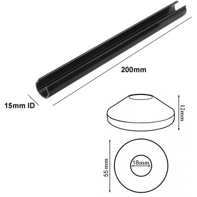 2 x Black Snappit Pipe Covers and Collars for Radiator Pipework