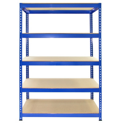 2 x Blue Racking Bay Unit 5 Tier Heavy Duty Steel Metal 150kg capacity ...
