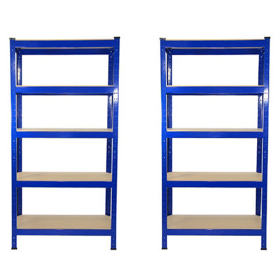 2 x Blue Racking Bay Unit 5 Tier Heavy Duty Steel Metal 150kg capacity ...
