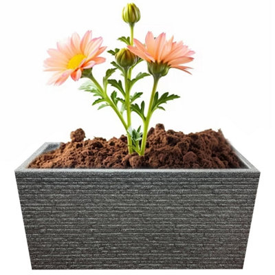2 x Brick Slate Effect Trough Patio Planters Pewter Grey Large Garden ...