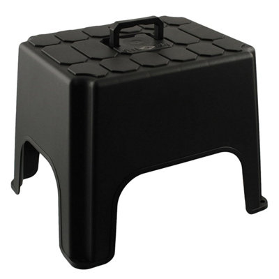 2 x Built In Carry Handle Indoor Outdoor Non-Slip Black Stepping Stool ...