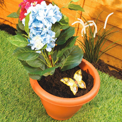 2 x Butterfly Design Plant Waterer Stakes - Hand Painted Ceramic Self ...
