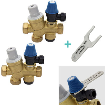 2 x Caleffi 3/6 bar 533112 CST combined PRV and cold fill monobloc ...