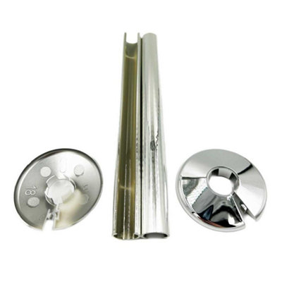 2 x Chrome Snappit Pipe Covers and Collars for Radiator Pipework